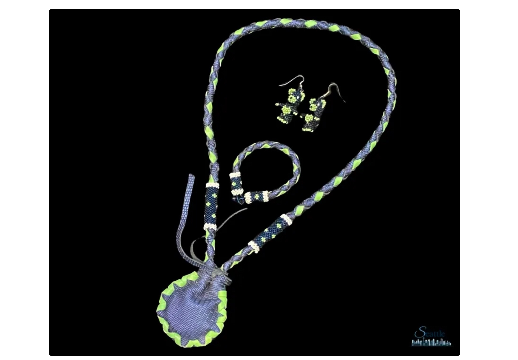 Seahawks Native-American Medicine Bag, Earrings and Bracelet set ...